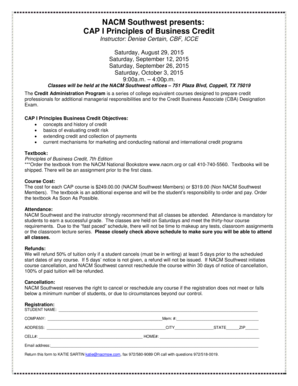 Fillable Online CAP (Credit Administration Program) I - NACM Southwest ...