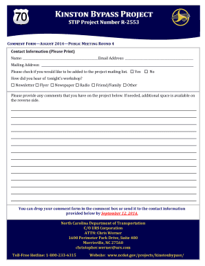 Fillable Online ncdot Kinston Bypass Project - ncdot Fax Email Print ...