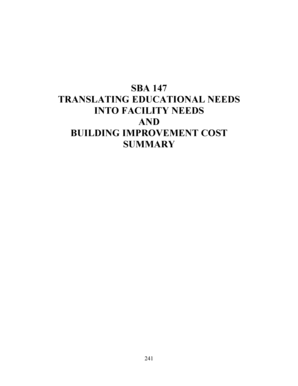 Fillable Online Sba 147 translating educational needs into facility ...