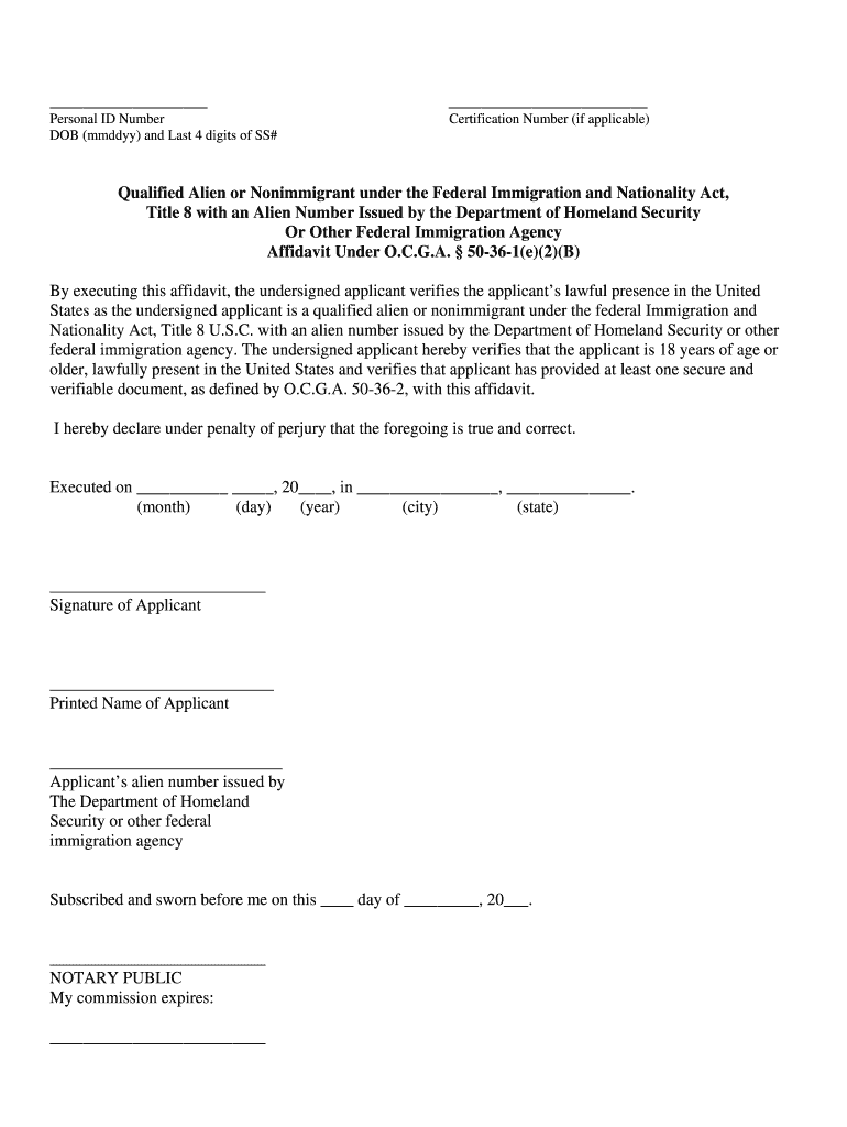 Fillable Online gaswcc georgia Qualified Alien or Nonimmigrant ...