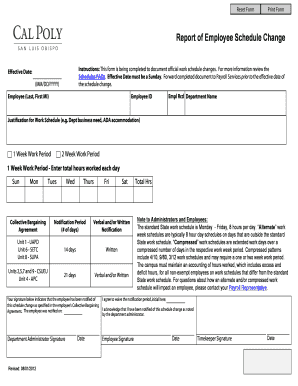 Fillable Online afd calpoly Notice of Alternate and/or Compressed Work ...