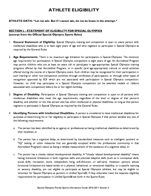 Fillable Online specialolympicsflorida ATHLETE OATH: Let me win Fax ...