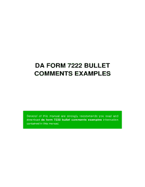 Fillable Online Da form 7222 bullet comments examples Fax Email Print ...