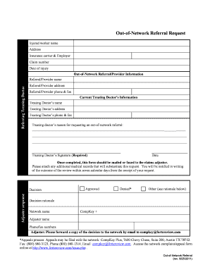 Fillable Online Out-of-Network Referral Request Form0811.doc Fax Email ...