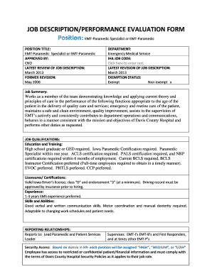 Fillable Online daviscountyhospital JOB DESCRIPTIONPERFORMANCE ...
