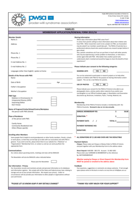 Fillable Online pws asn FAMILIES MEMBERSHIP APPLICATION/RENEWAL FORM ...