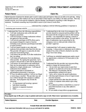 Fillable Online Opioid treatment agreement - Agency Medical Directors ...