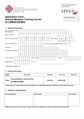 Fillable Online speed-polyu edu Application Form FOR OFFICE USE ONLY General... - speed-polyu ...