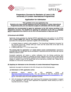 Fillable Online speed-polyu edu SPEED LLB application form May 2015 ...