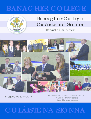 Fillable Online bccns BANAGHER COLLEGE - bccns Fax Email Print - pdfFiller