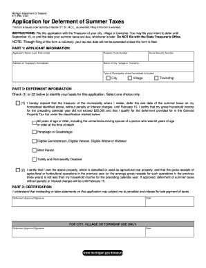 Fillable Online Form 471, Application for Deferment of Summer... Fax ...