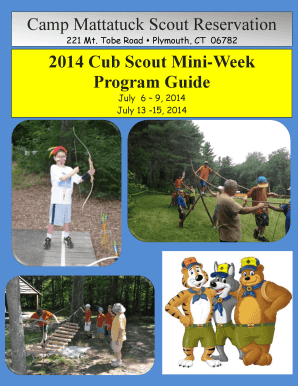 Fillable Online ctrivers Camp Mattatuck Scout Reservation 2014 Cub ...