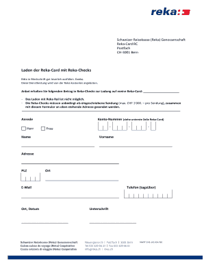 Ausfüllbar Online reka Laden der Reka-Card mit Reka-Checks Fax Email ...