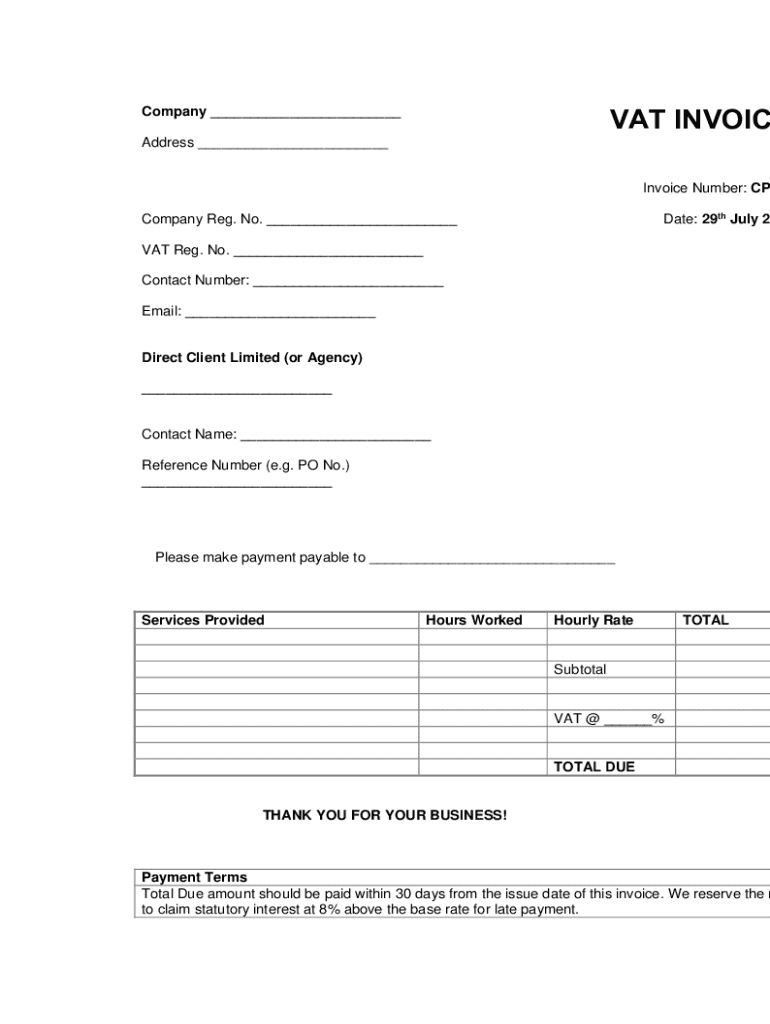 Fillable Online VAT Reg No. blank on invoice for non domestic sale Fax ...