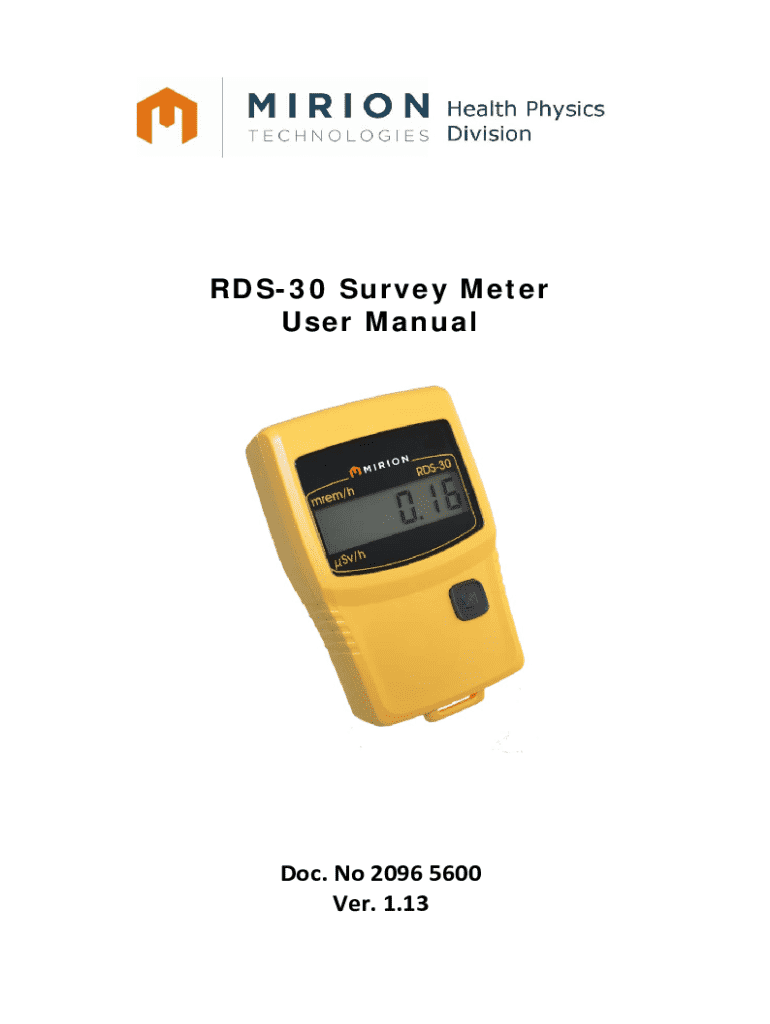Fillable Online RDS-31 S/R Multi-purpose Survey Meter User\'s Manual ...