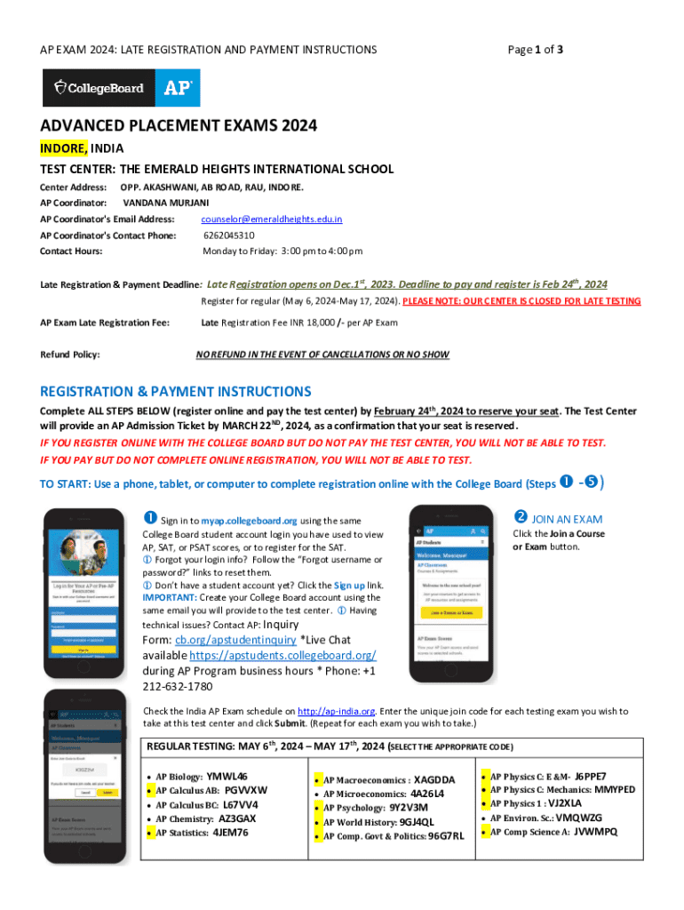 Fillable Online ap exam 2025: student registration and payment ...