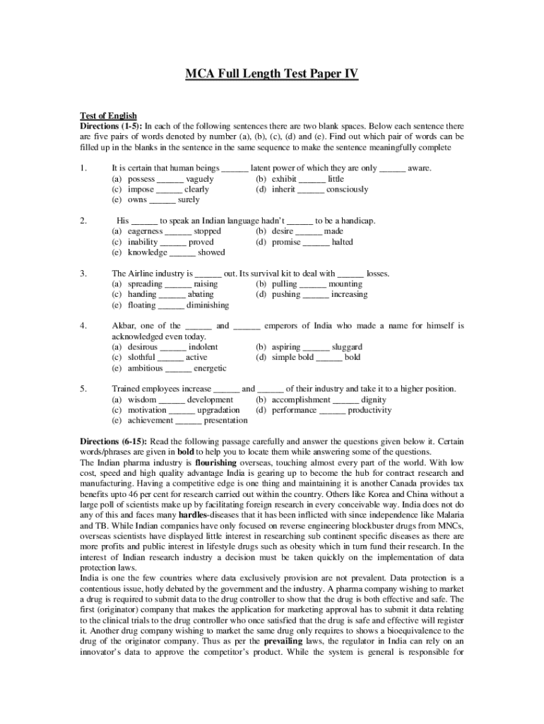 Fillable Online Sentence Structure L.5.3 Grade 5 MCA Practice Test ...