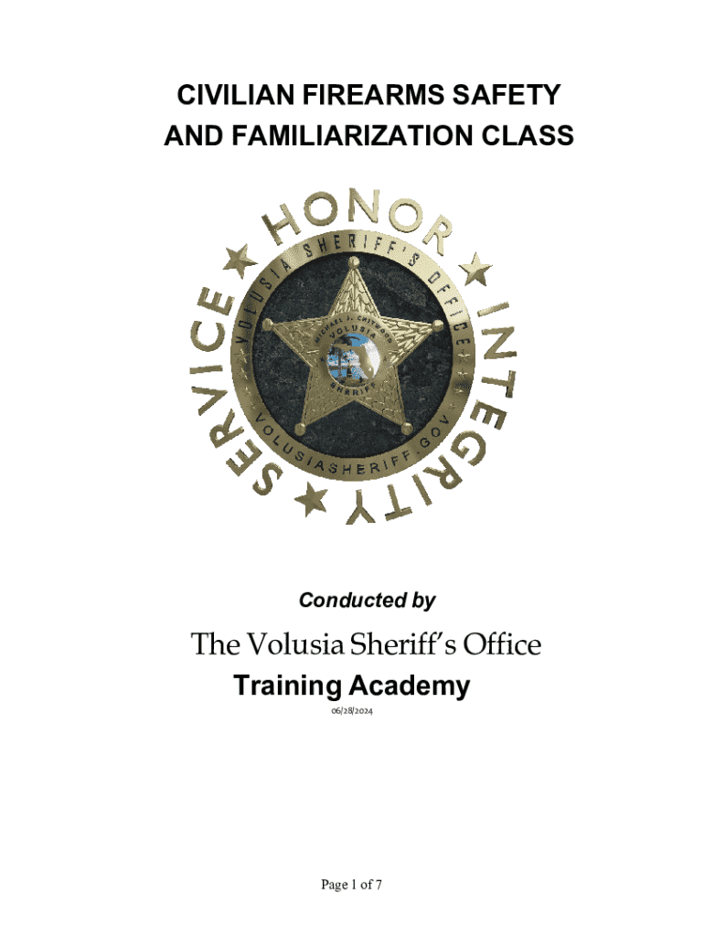 Fillable Online Civilian Firearms Safety and Familiarization Class Fax ...