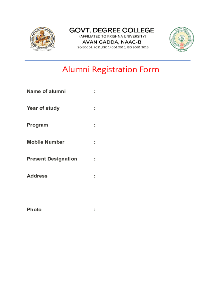 Fillable Online Alumni Registration Form.docx Fax Email Print - pdfFiller
