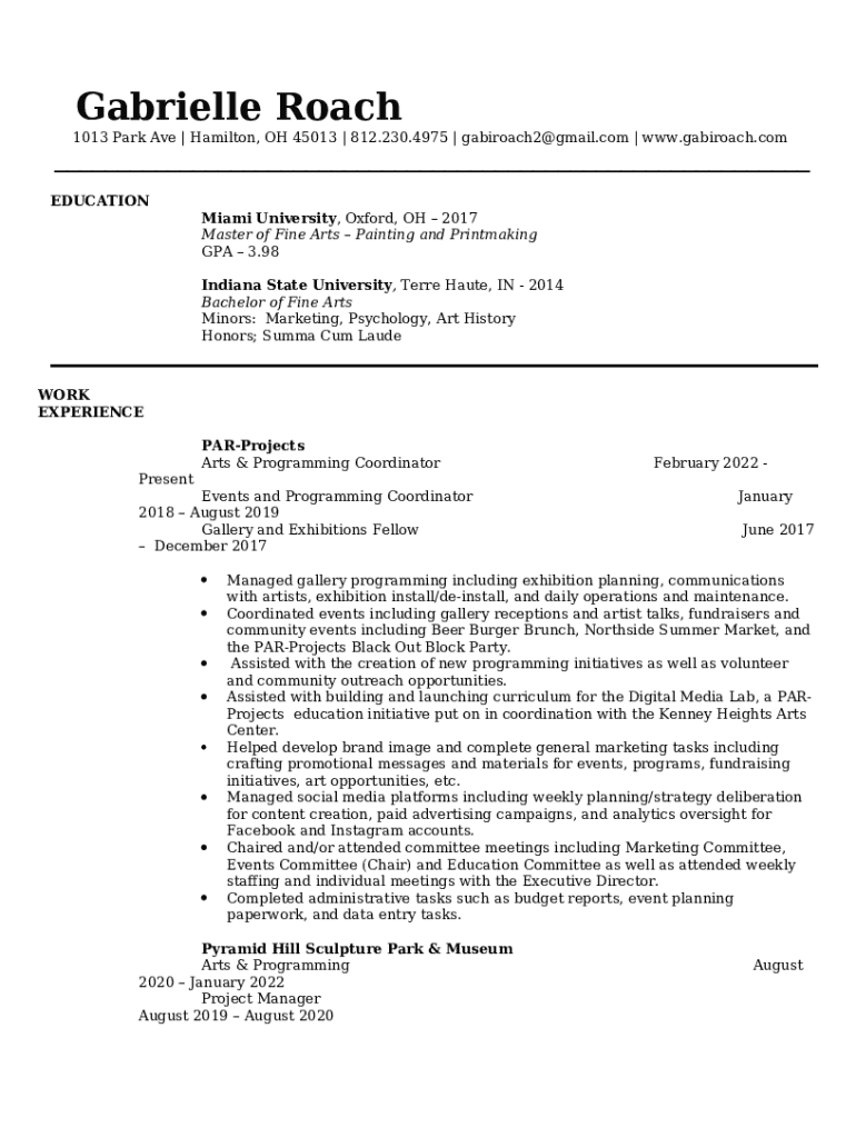 Gabrielle Roach Doc Template | pdfFiller