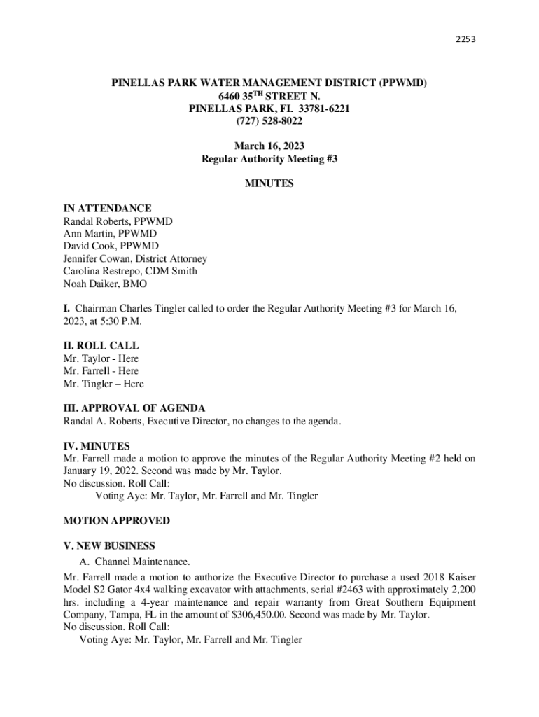 Fillable Online Pinellas Park Water ManagementRegional Government Fax ...