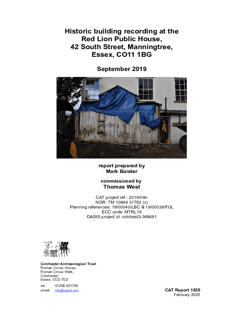 Fillable Online Historic building recording at the Red Lion Public ...