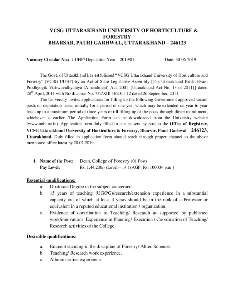 Fillable Online Uttarakhand University of Horticulture and Forestry ...