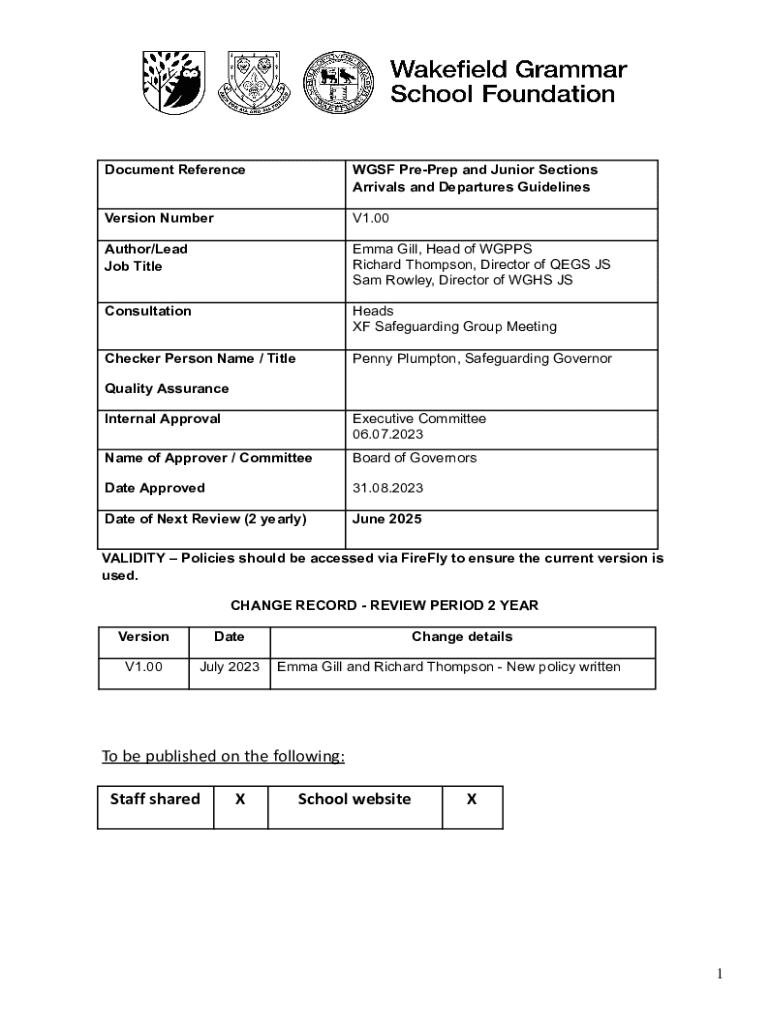 Fillable Online Arrivals and Departures Policy Fax Email Print - pdfFiller