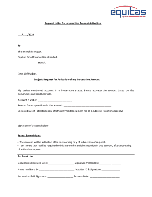 Fillable Online Request for Activation of Inoperative Account Fax Email ...
