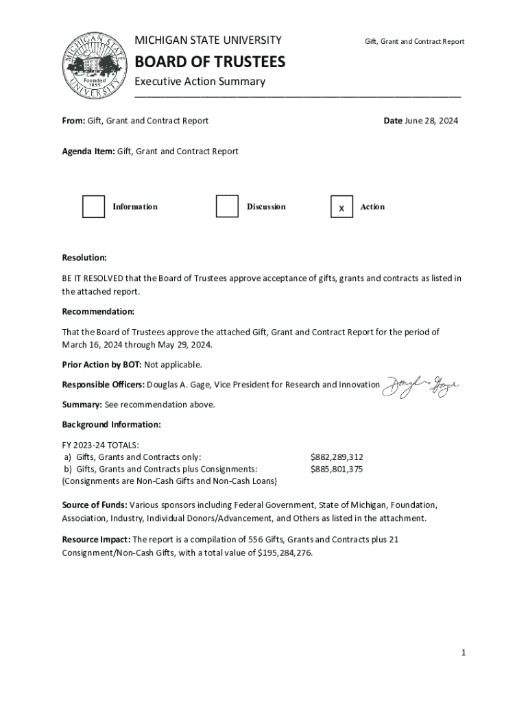 Fillable Online Michigan State University Gift, Grant and Contract ...