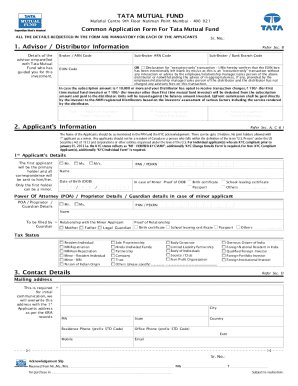 Fillable Online Tata Mutual Fund Application Form Fax Email Print - pdfFiller
