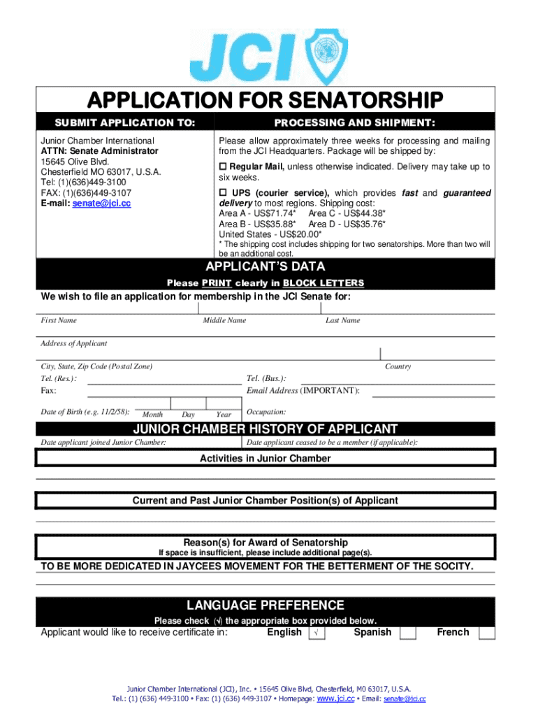 Fillable Online Senate Application Form.pdf Fax Email Print - pdfFiller
