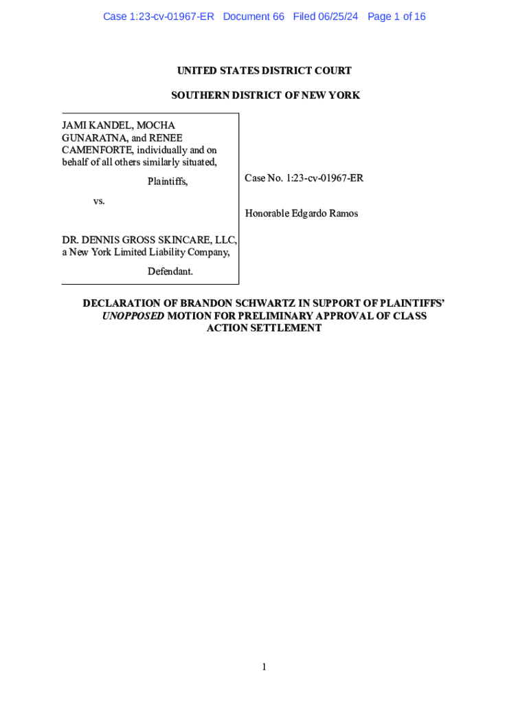 Fillable Online Declaration of Brandon Schwartz in Support of ...