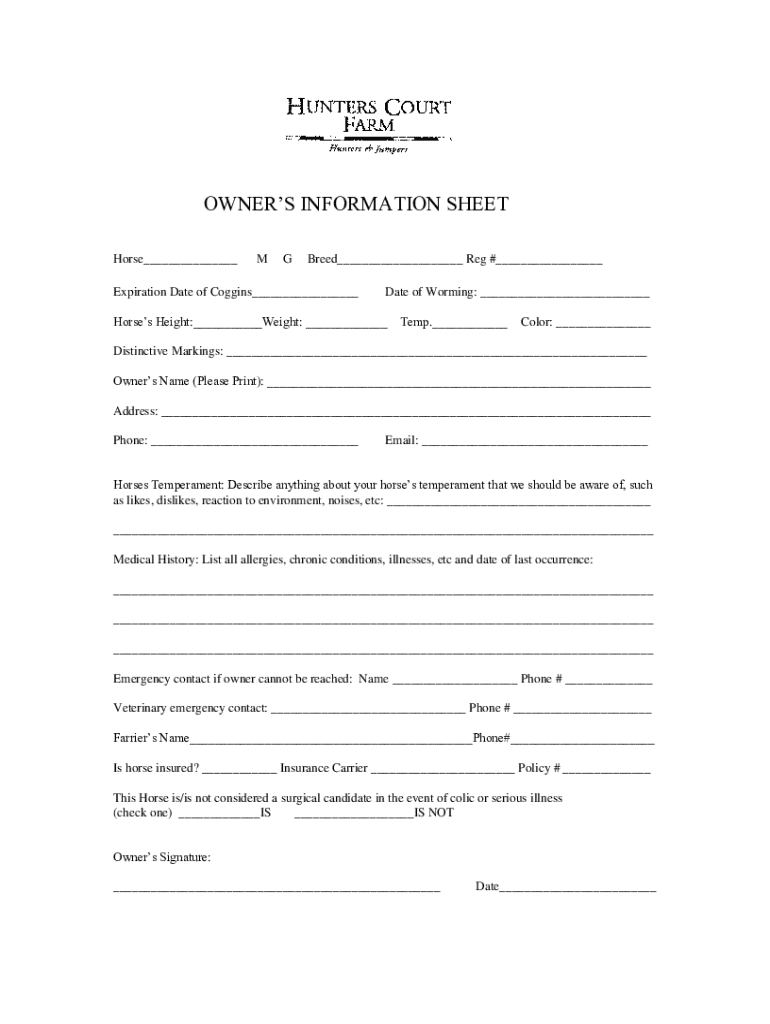 Fillable Online Horse Ownership Document Fax Email Print - pdfFiller
