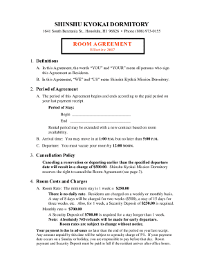 Fillable Online Shinshu Kyokai Dormitory Room Agreement Fax Email Print ...