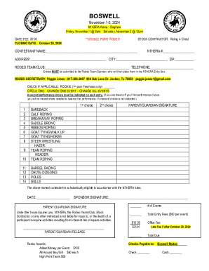 Fillable Online Double Point Rodeo Entry - Boswell Fax Email Print ...