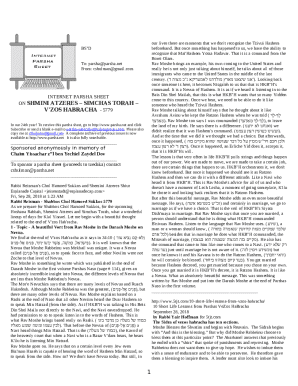 Shemini Atzeret - Parshah - Weekly Torah Portion Doc Template | pdfFiller