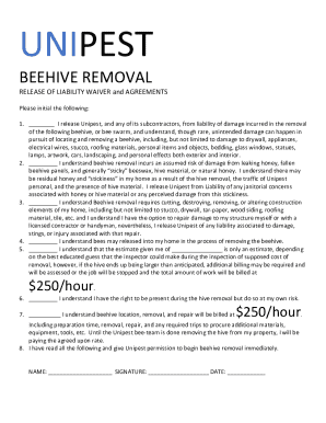 Fillable Online Beehive Removal Release of Liability Waiver Fax Email ...