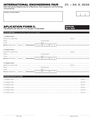 Fillable Online 29th International Engineering Fair of Machinery, Tools ...