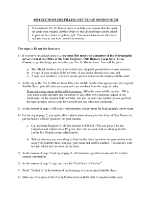 Fillable Online Instructions for Filling Out Pro Se Motion Form Fax ...