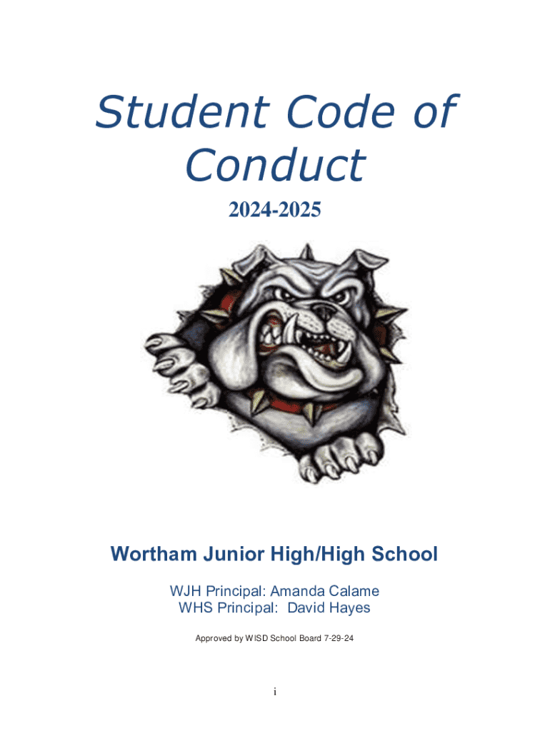 Fillable Online Wortham Junior High/high School Student Code of Conduct ...