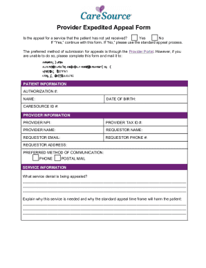 Fillable Online Provider Expedited Appeal Form Fax Email Print - pdfFiller
