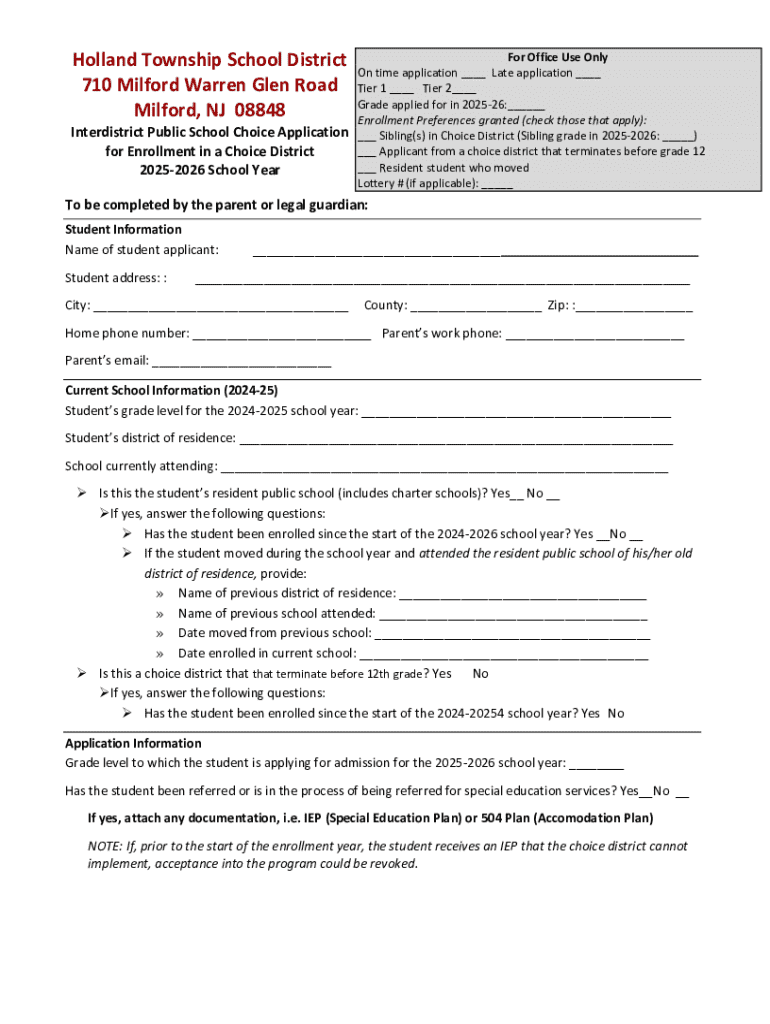 Fillable Online Template: Notice of Intent to Enroll in the Choice ...