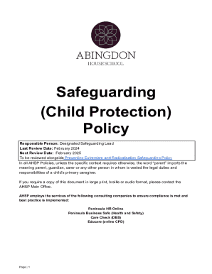 Fillable Online Safeguarding (child Protection) Policy Fax Email Print ...