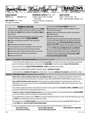 Fillable Online Bellows Afs Cabin and Condo Rental Policies Fax Email ...
