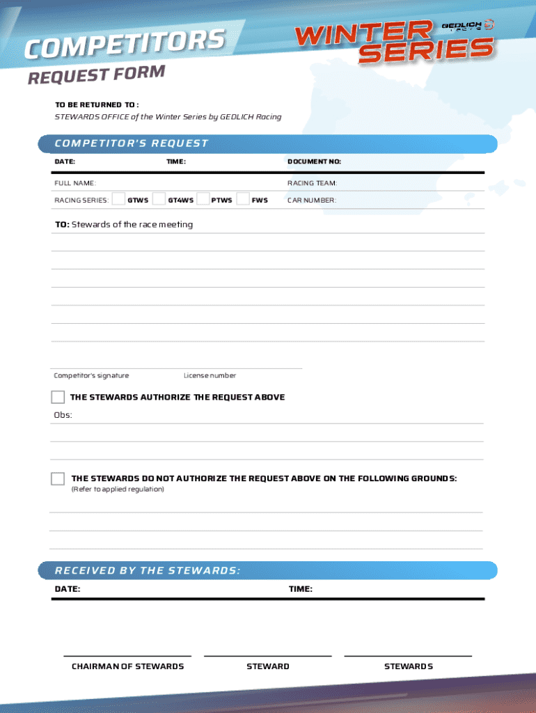 Fillable Online Competitors Request Form Fax Email Print - pdfFiller