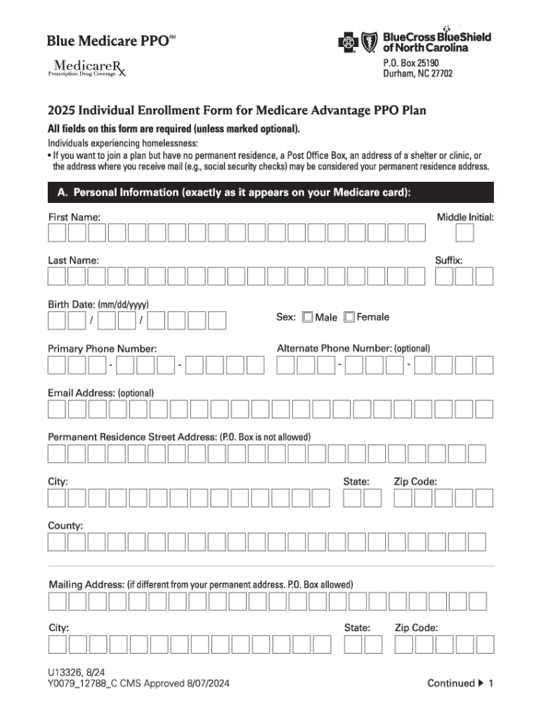 Fillable Online 2025 Individual Enrollment Form for Medicare Advantage ...