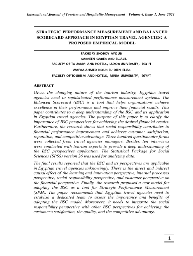 Fillable Online Strategic Performance Measurement and Balanced Scorecard Approach in Egyptian ...
