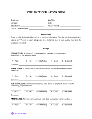 Fillable Online Employee Evaluation Form Fax Email Print - pdfFiller
