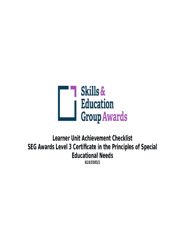 Learner Unit Achievement Checklist Doc Template | pdfFiller